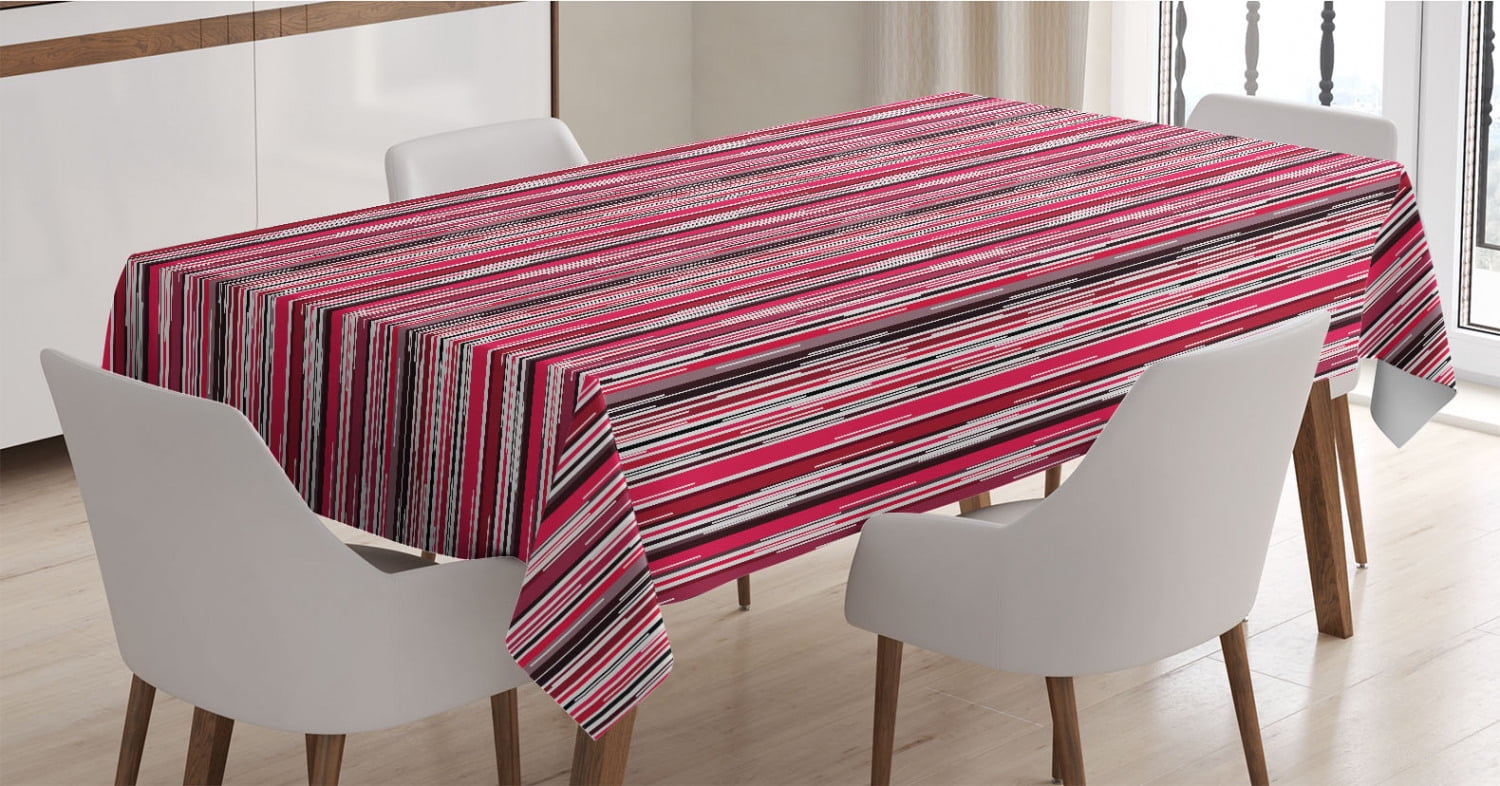 Abstract Tablecloth, Digital Contemporary Style Neon Lines Vertical ...