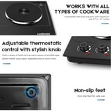 CUSIMAX 1800W Double Hot Plate, Adjustable Temp, Portable, Easy Clean ...