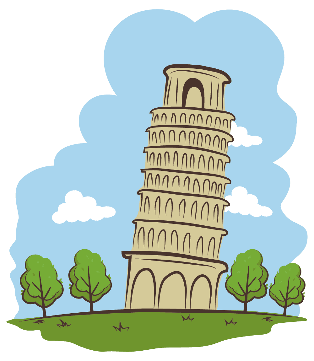 Adhesive Vinyl 20" x 23" Leaning Tower Of Pisa Multicolored Wall DÃ©cor ...