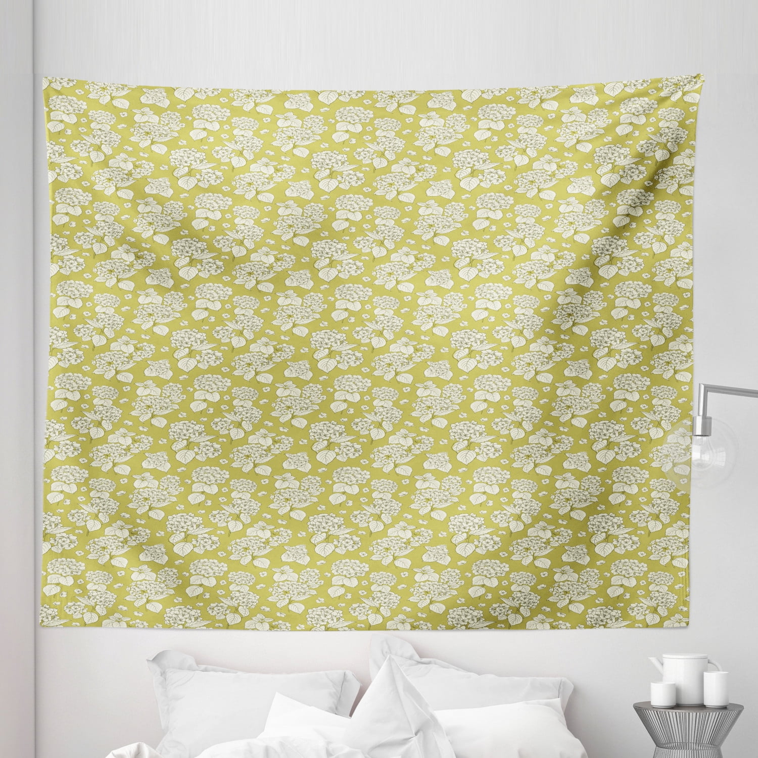 Flower Tapestry, Floral Vintage Style Pattern with Delicate Hydrangea ...