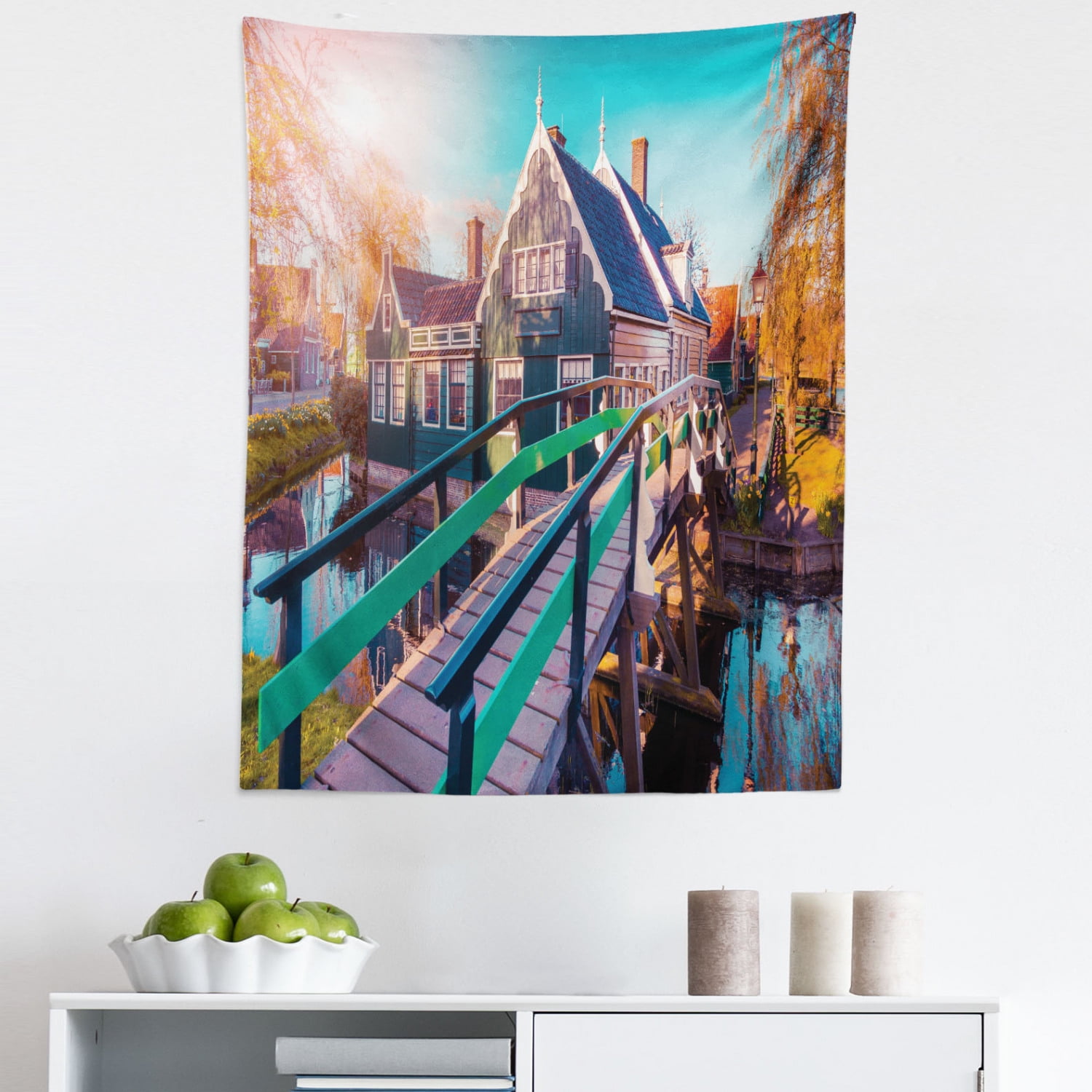 Netherlands Tapestry, Typical Dutch Village Zaanstad in a Sunny Spring ...