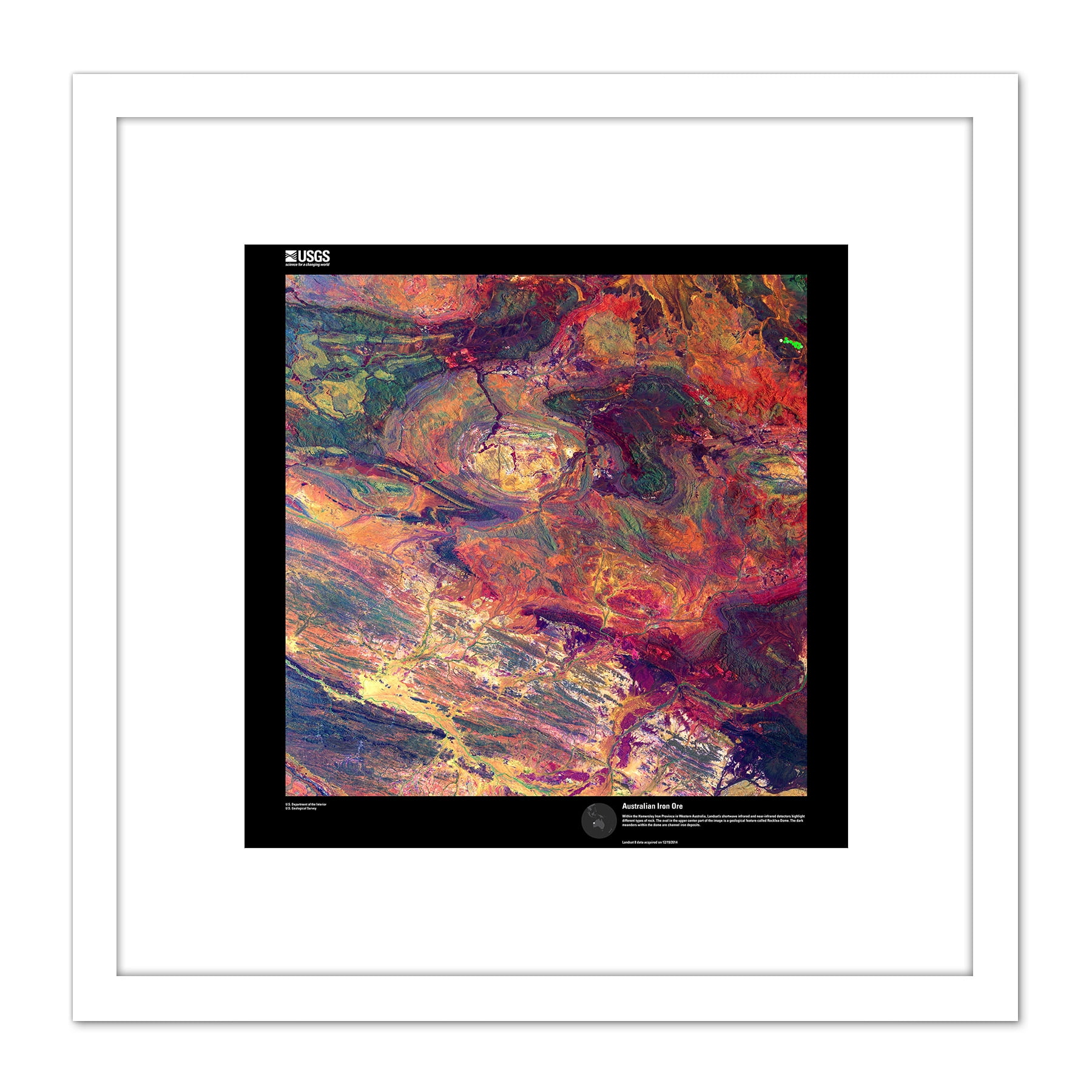 Earth Art USGS Australian Iron Ore 8X8 Inch Square Wooden Framed Wall ...
