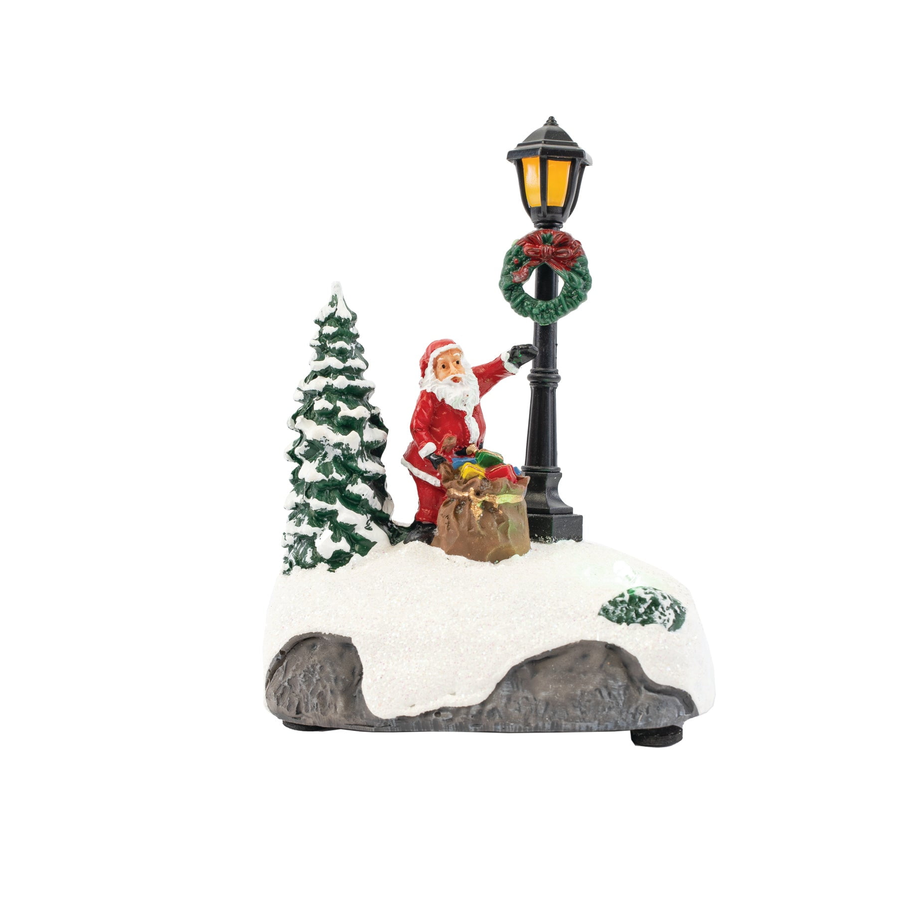 FG Square Christmas Village Accessory - Santa by light Post - Walmart.com