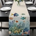 Cartoon Fish Summer Ocean Coral Table Runner 36 Inches Long,Kitchen ...