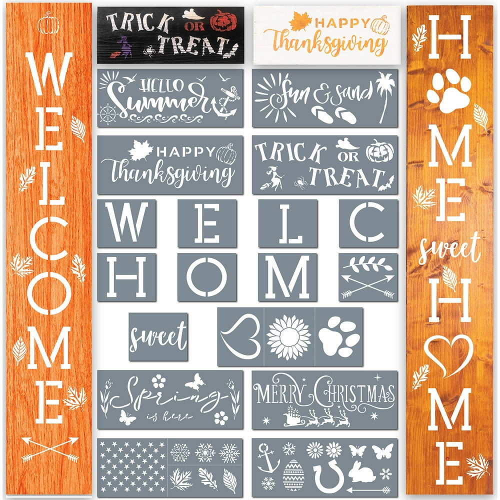 Stencils for Painting on Wood Reusable, seasonal Large 23 Pcs. Set ...