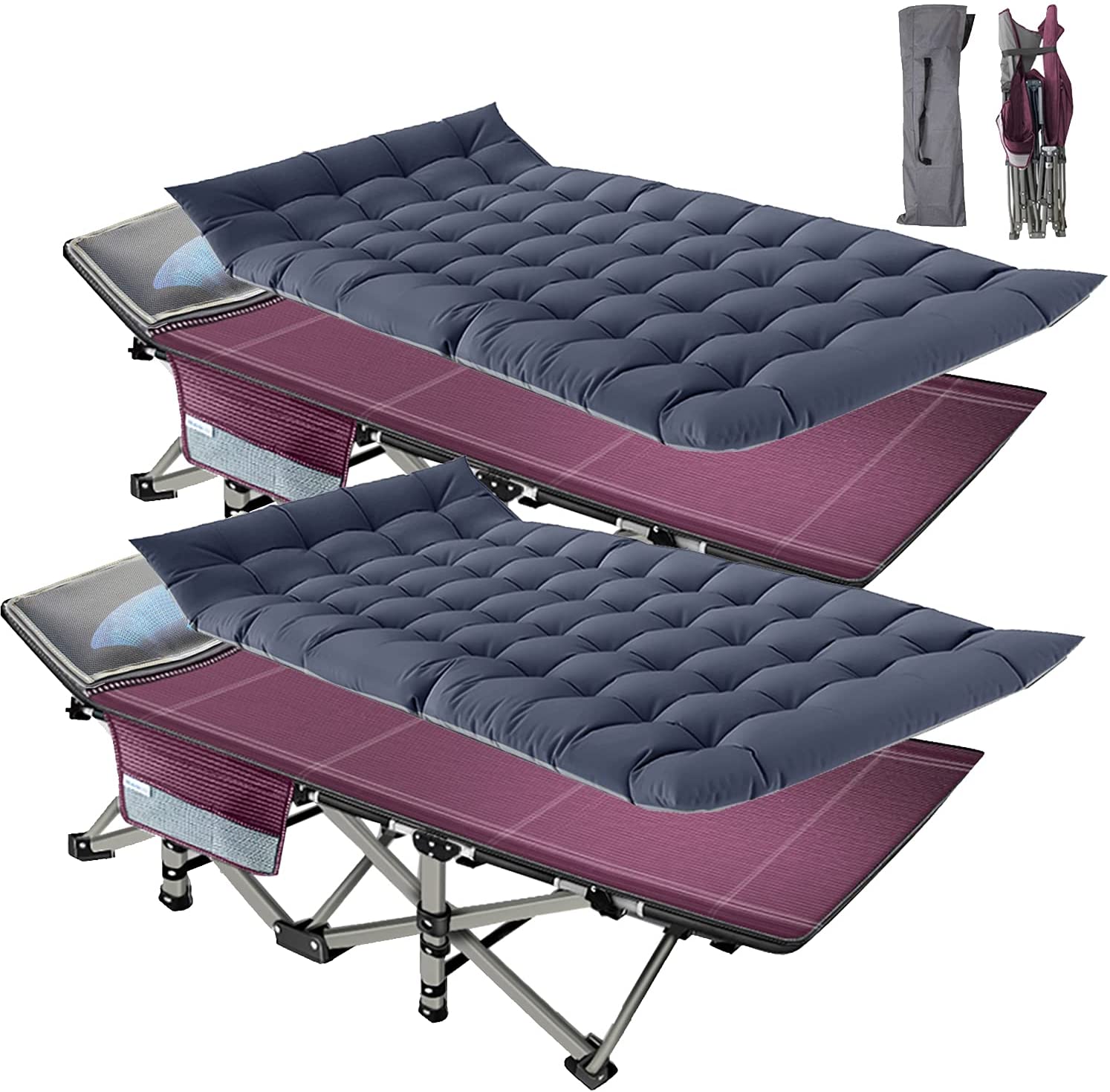 Slsy 2 Pack Folding Camping Cots For Adults Portable Folding Outdoor