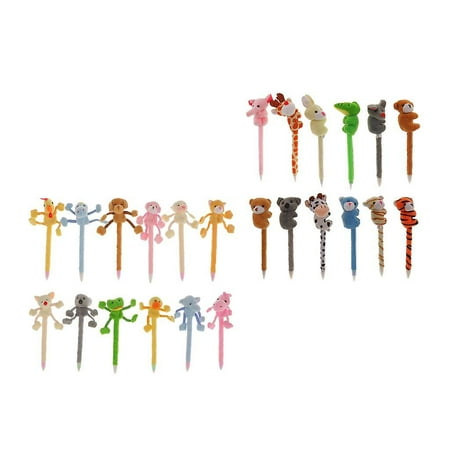 24pcs Cute Ballpoint Pens Plush Animal Pens Animals Theme Best Souvenir ...