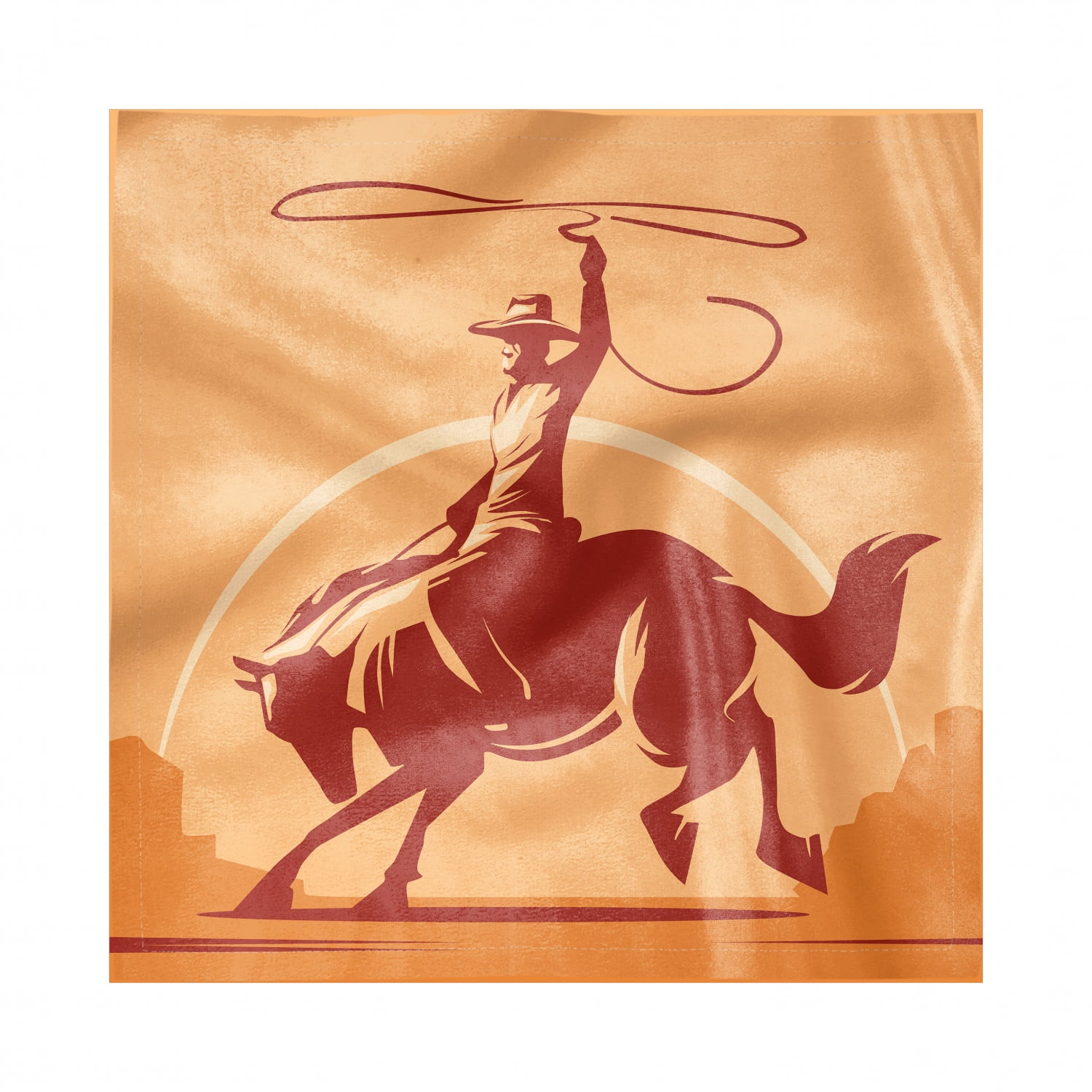 Rodeo Decorative Satin Napkins Set of 4, Cowboy Tie-Down Roping over a ...