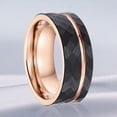 8mm Wide Black Hammered Tungsten Carbide Ring Rose Gold Groove Comfort ...