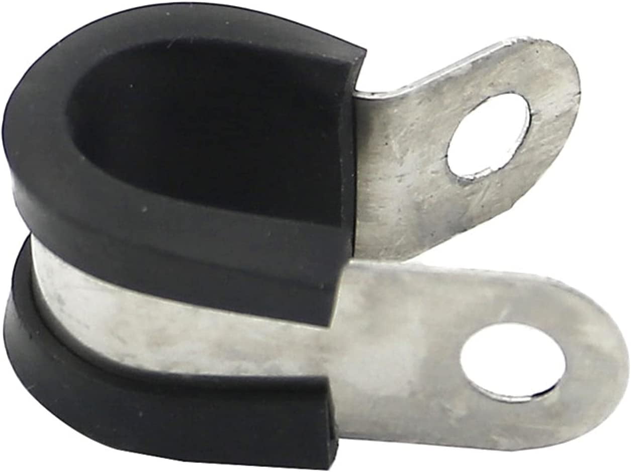 10 Pack 5mm - 50mm Cable Wire Hose Pipe Clamp R Clips Rubber Lined Tube ...
