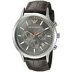 Emporio Armani Men's Classic Chronograph Watch, Beige Dial, Brown Strap ...