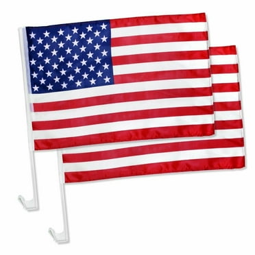 2 Pack 12x17 USA American Stars and Stripes Car Flag Window 17" X 12 ...