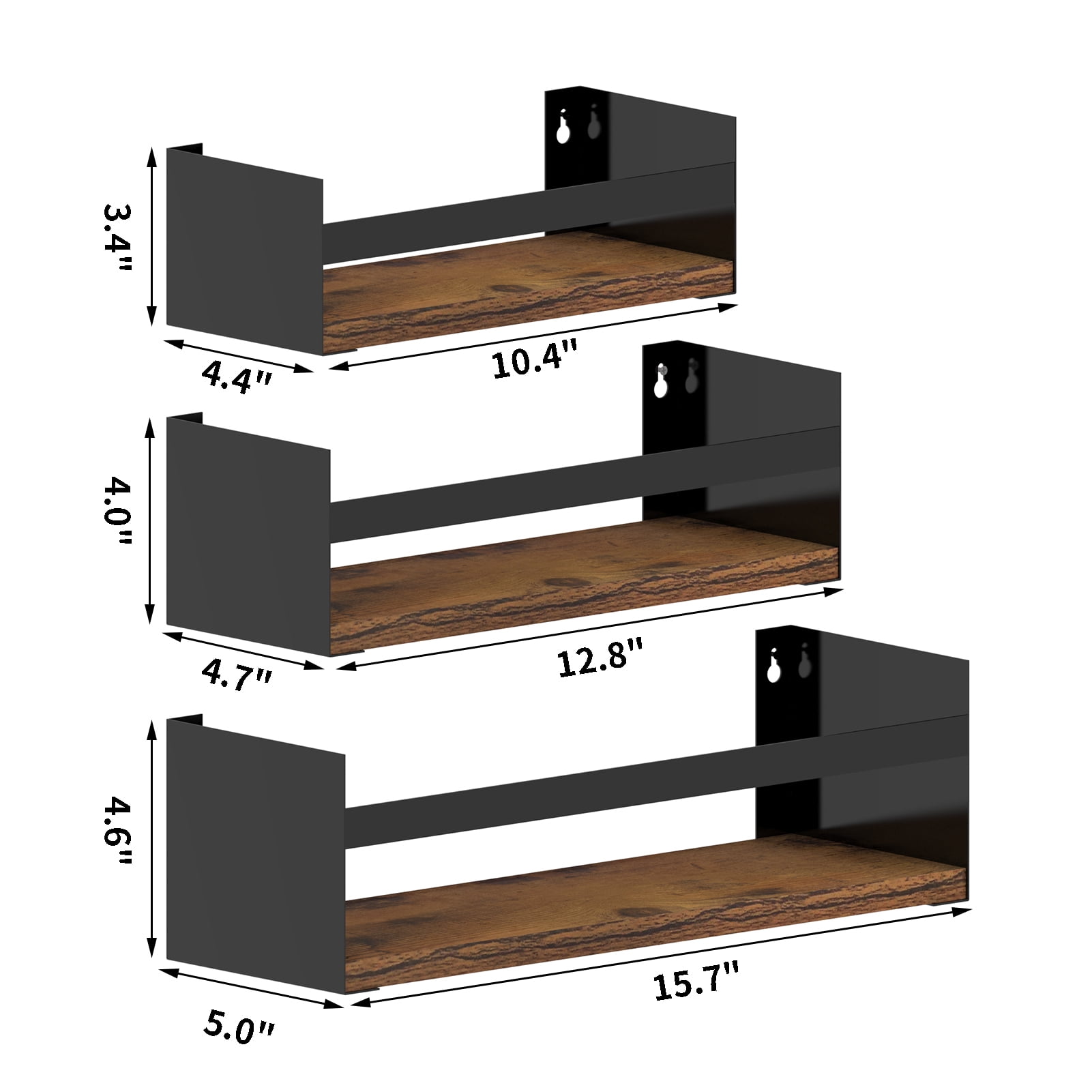 Buy Floating Shelves for Wall Set of 3, Rusitc Wall Mounted Shelf Rack ...