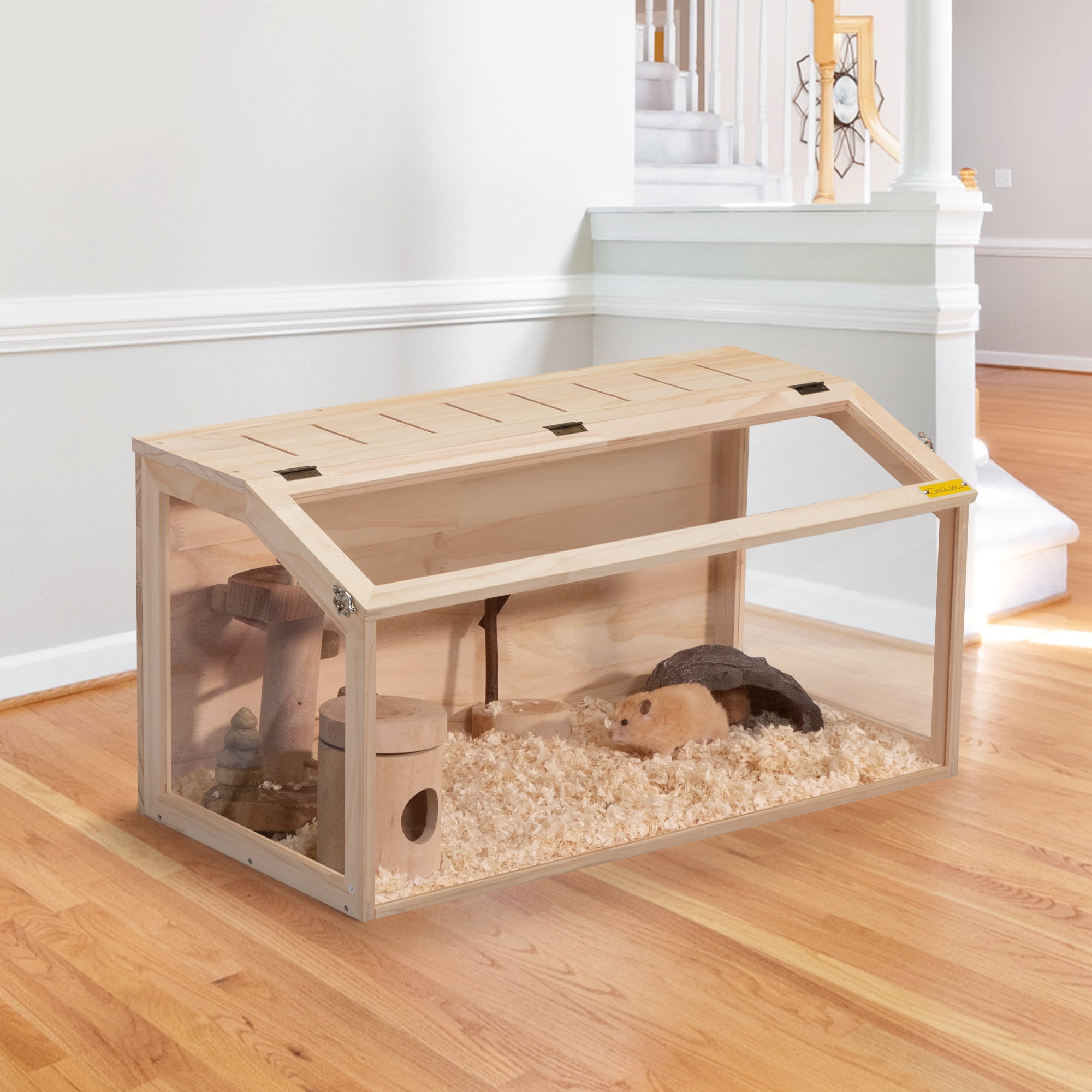 Coziwow Wooden Hamster Cage, Large Hutch and Exercise Play House Pen ...