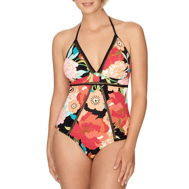 Time And Tru Time And Tru Womens Floral One Piece Swimsuit Walmart