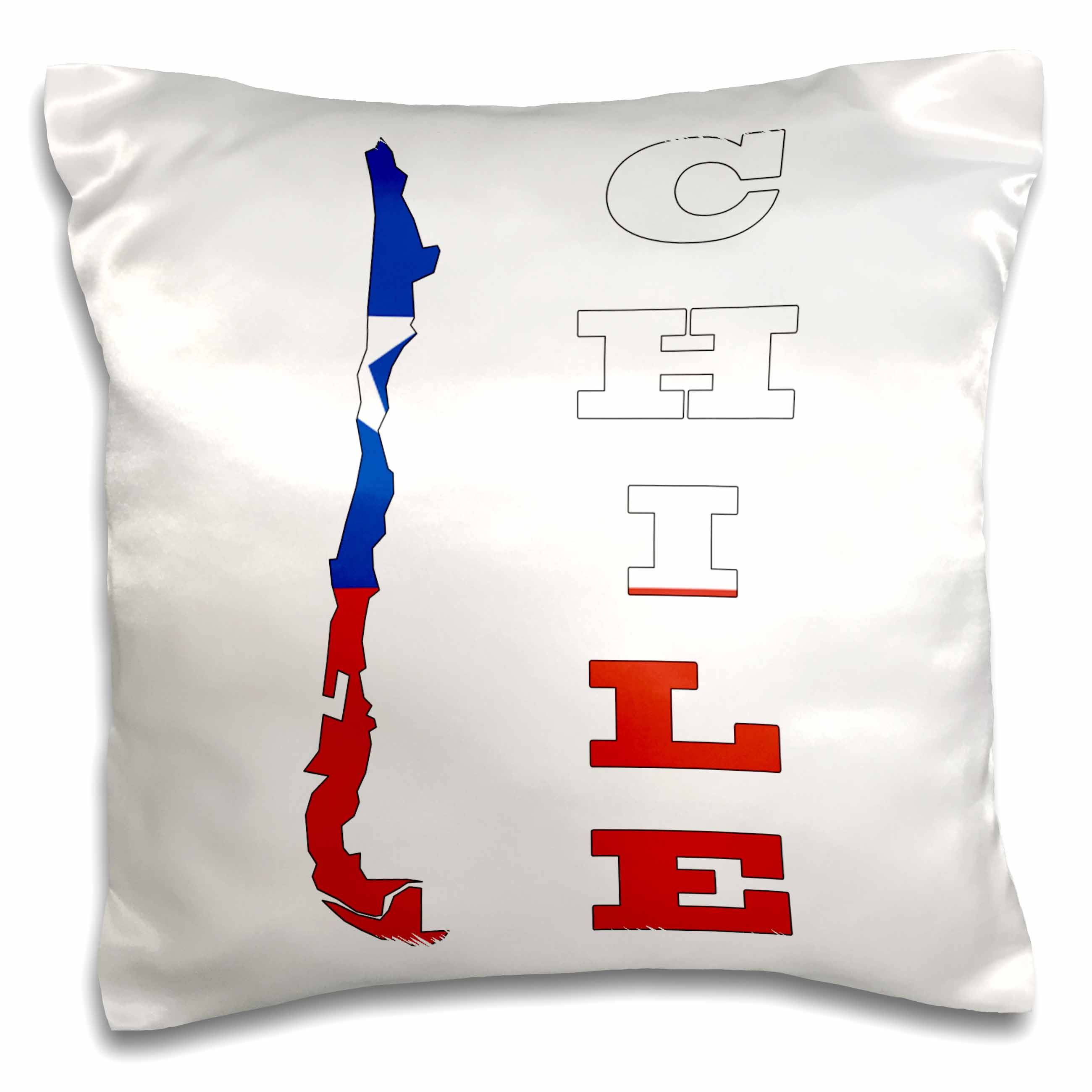 Chilean flag in the map and letters of Chile 16x16 inch Pillow Case pc ...