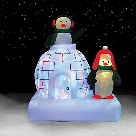 Brite Star 5ft Penguin Family On Igloo with Disco Lights Airblown ...