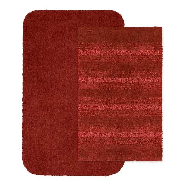Better Homes & Gardens Red Nylon Bath Rug Set, 2-Pieces - Walmart.com