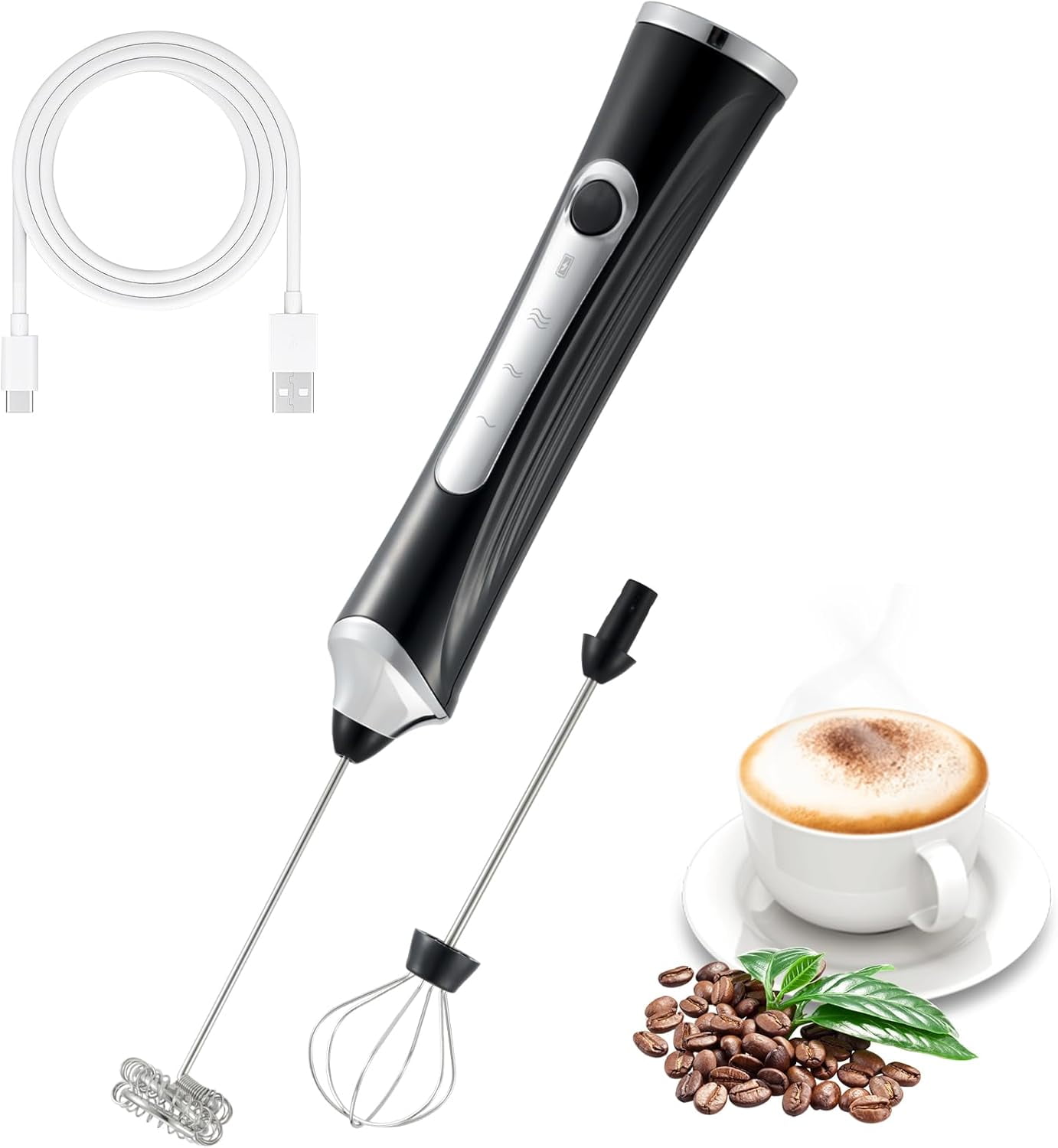 fafa-Freebala Handheld Electric Milk Frother with 2 Heads, Coffee Whisk ...