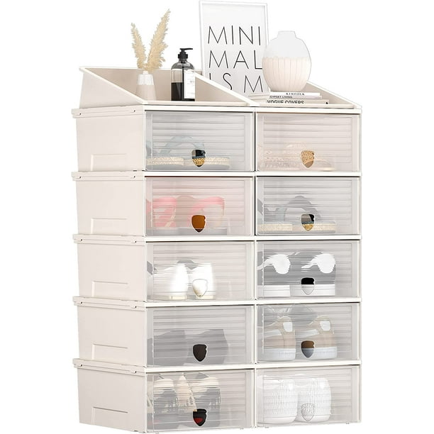 YITAHOME Shoe Storage Box, Set of 10 Shoe Storage Organizers Stackable ...