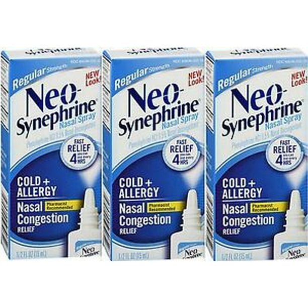 Neo-Synephrine Nasal Decongestant Spray Regular Strength 15ml ( 3 pack ...