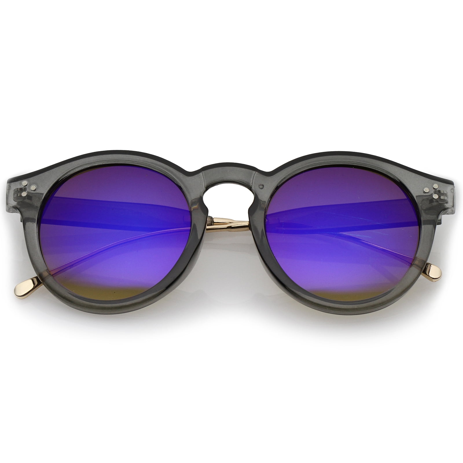 sunglassLA - Metal Temple Keyhole Bridge Colored Mirror Lens P3 Round ...