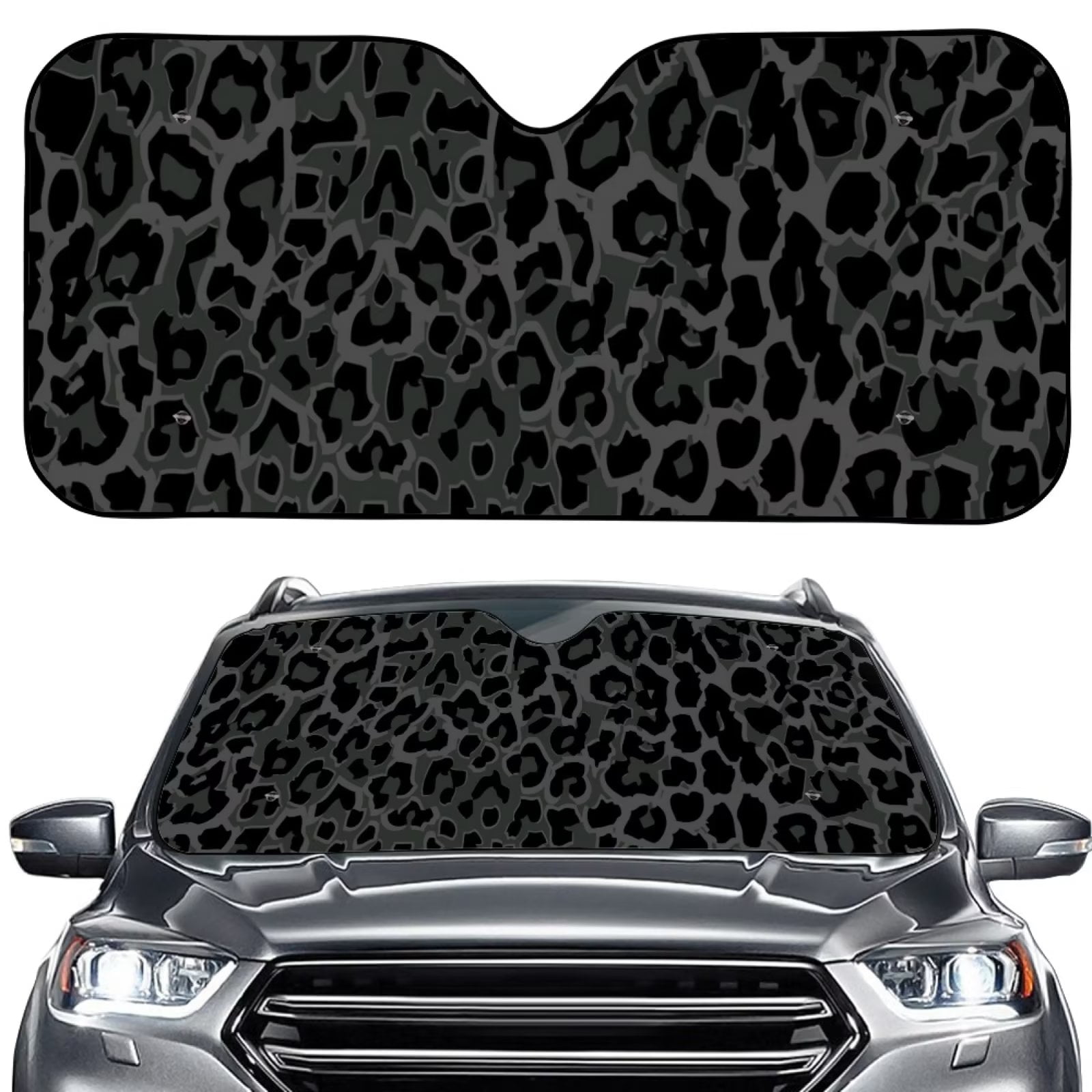 Suhoaziia Black Leopard Print Car Sun Shade Auto Interior Accessiores ...