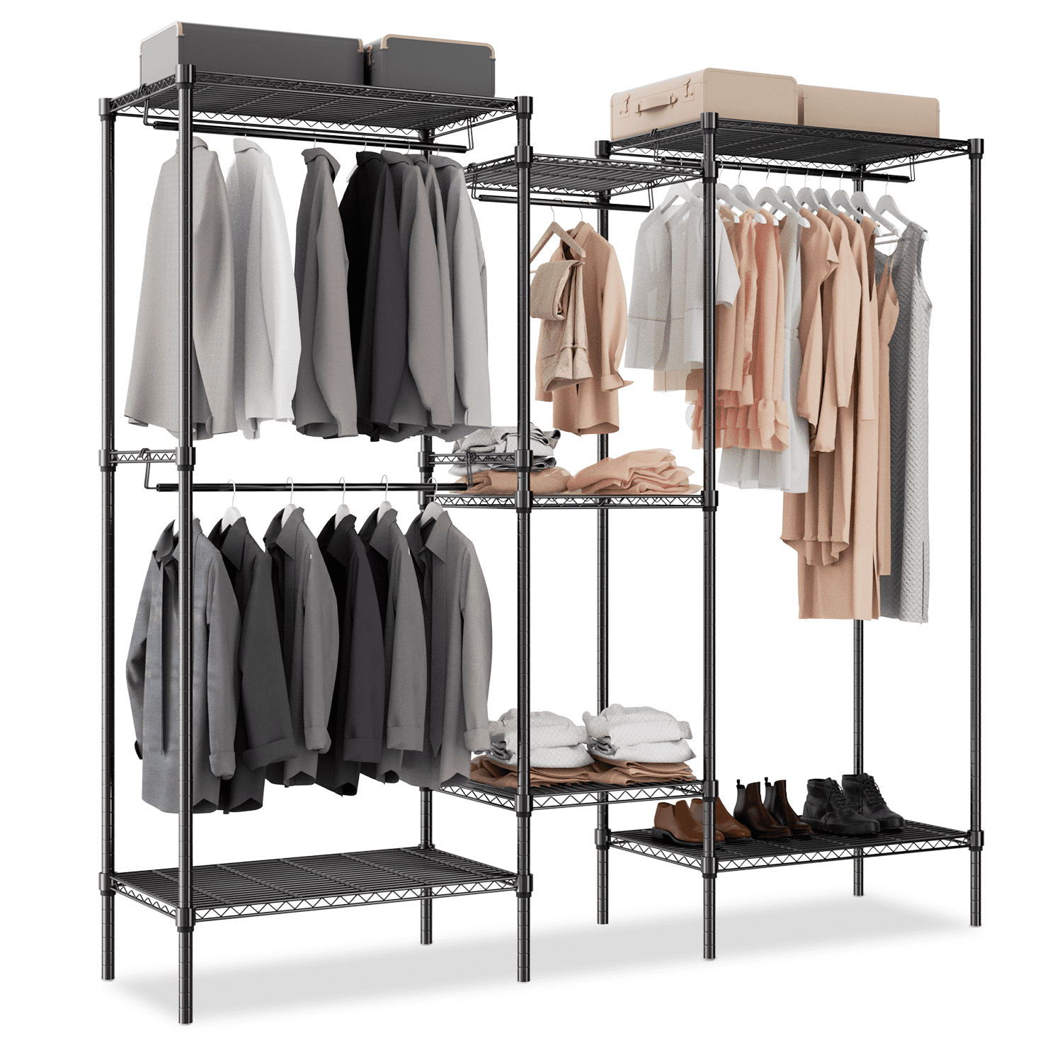 MoNiBloom Garment Rack Heavy Duty Clothes Rack, Adjustable Wire ...