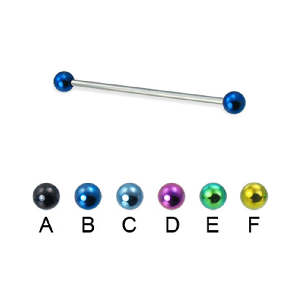 Colored Ball Long Barbell (Industrial Barbell), 14 Ga,2" (51Mm) Long ...