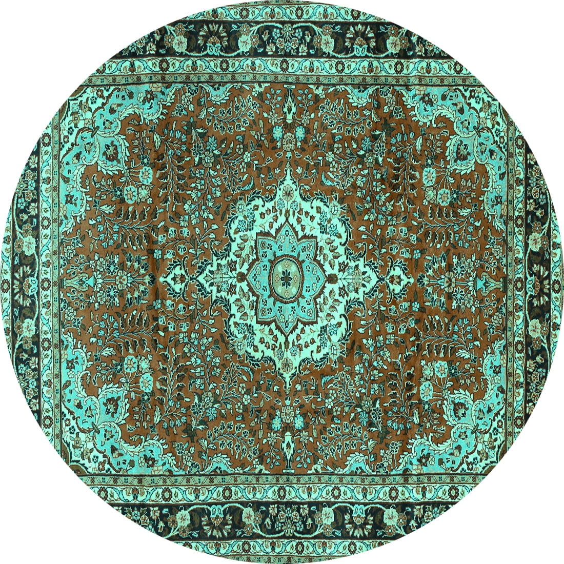 Ahgly Company Indoor Round Persian Turquoise Blue Traditional Area Rugs ...