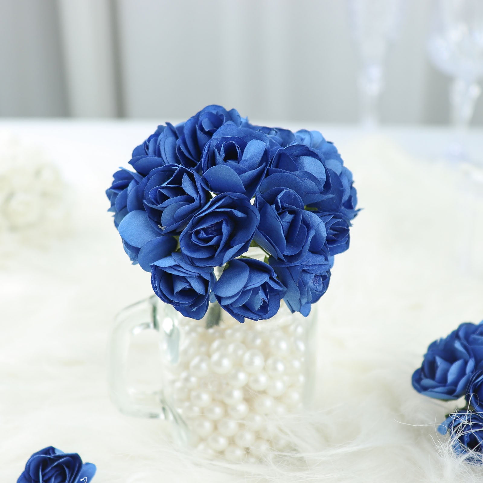Efavormart 144 Paper Mini Navy Blue Flower Roses For Wedding Bouqets ...