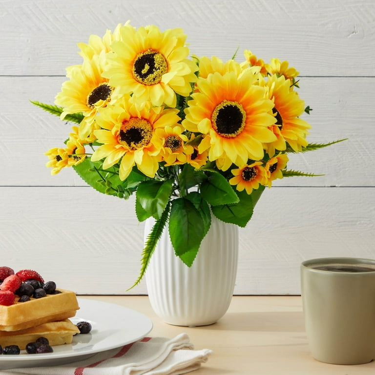 Fake sunflowers in vase store