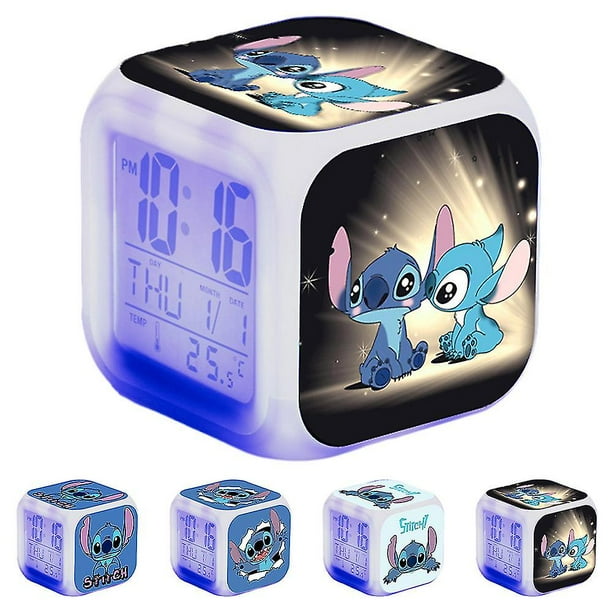 Lilo & Stitch Digital Alarm Clock 7 Color Changing Cartoon Night Light ...