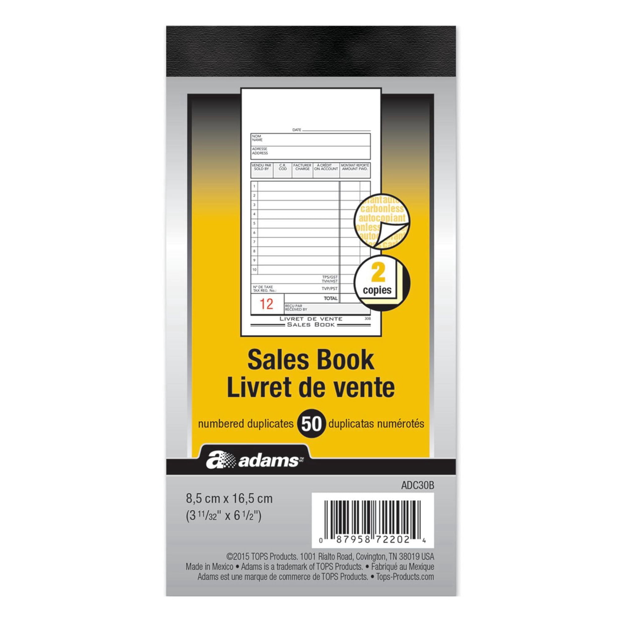 Click here for Adams Sales Book  Carbonless  Bilingual  2-Part prices