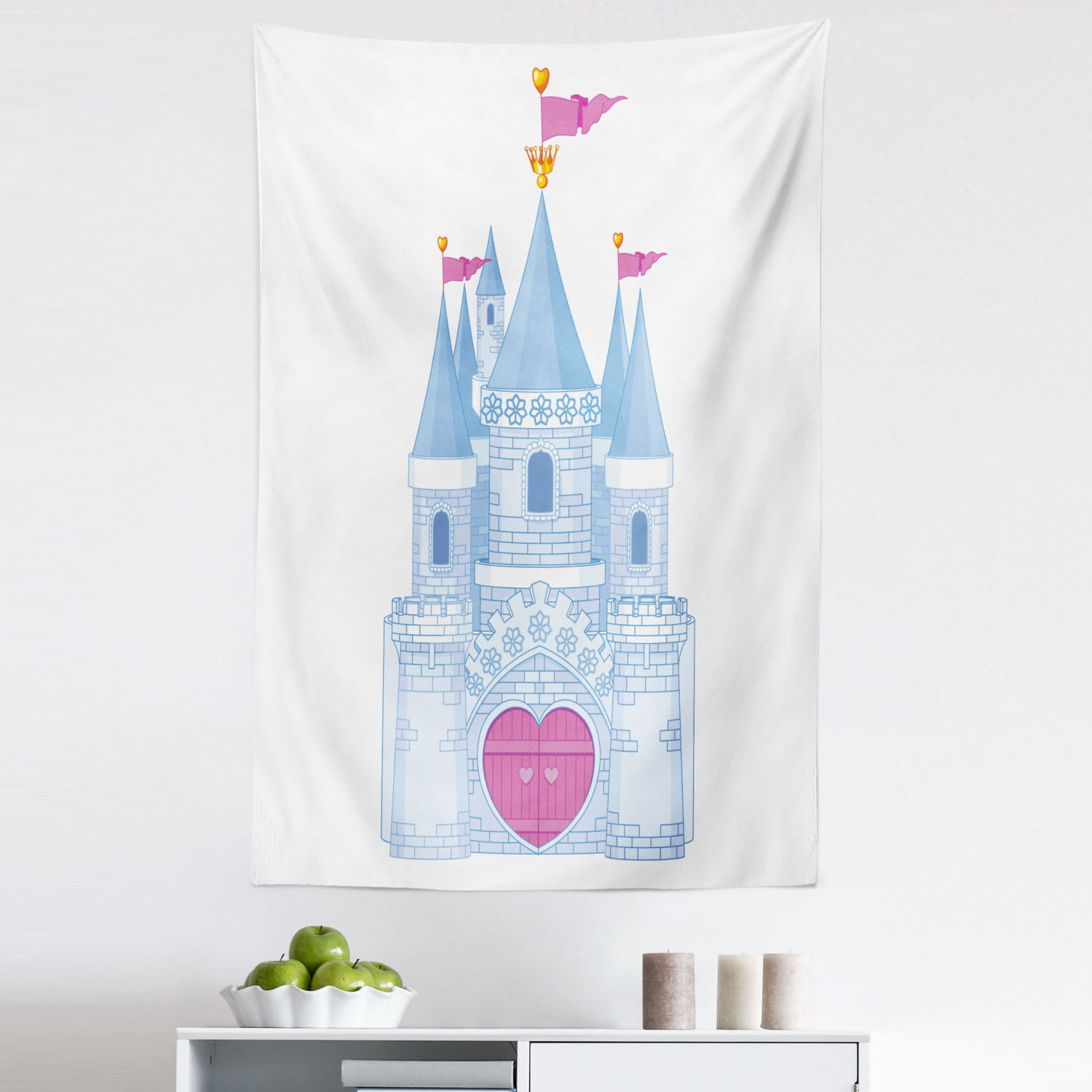 Castle Tapestry, Fantasy Romantic Tale Land Cartoon Castle Illustration ...