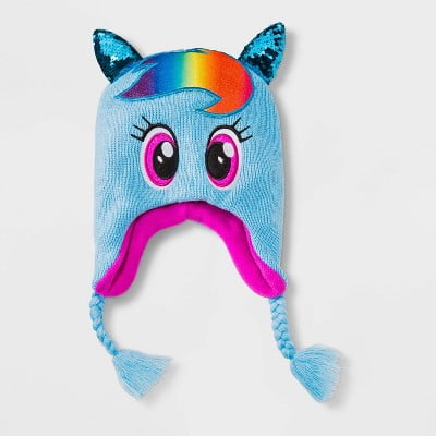 My Little Pony Girls Blue Rainbow Dash Flip Sequin Knit Peruvian ...