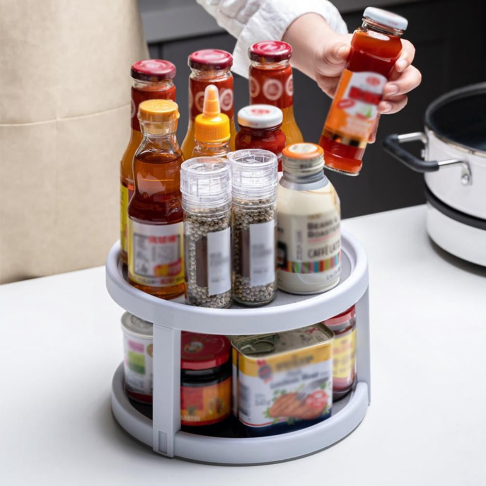 Lazy Susan 2-Tier Turntable Organizer for Kitchen Cabinet Table 10 inch ...