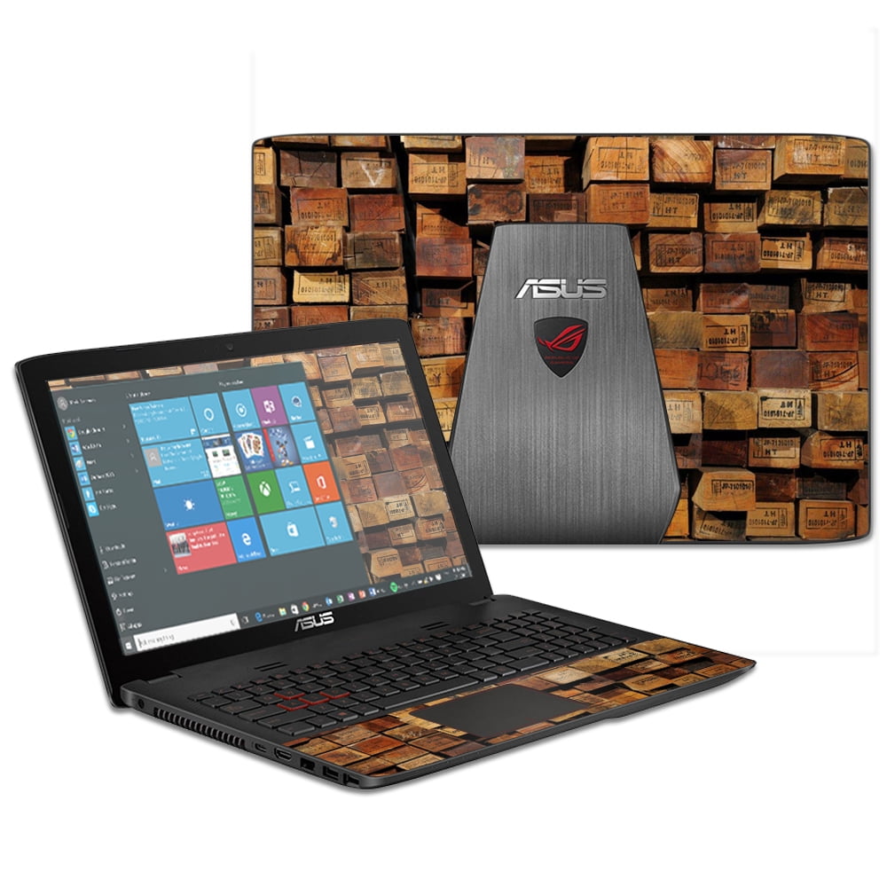 Skin Decal Wrap Compatible With Asus ROG GL552VW 15.6" Stacked Wood ...