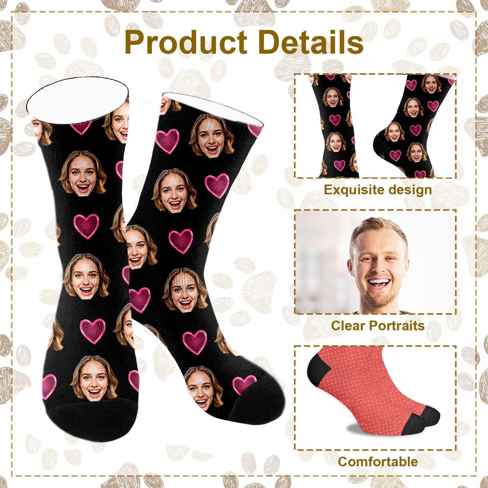Svbnaue Personalized Socks With Photo Print Custom Design With Face Image For Christmas And Birthday Gifts Novelty Fun Hosiery For All