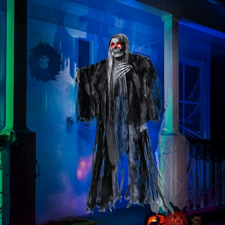 59” Halloween Animated Hanging Grim Reaper Decorations with Glowing ...