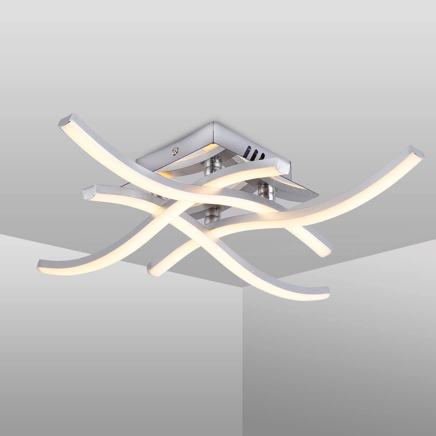 Modern LED Ceiling Light, Wave Shaped Ceiling Light, Integrated 24W LED ...