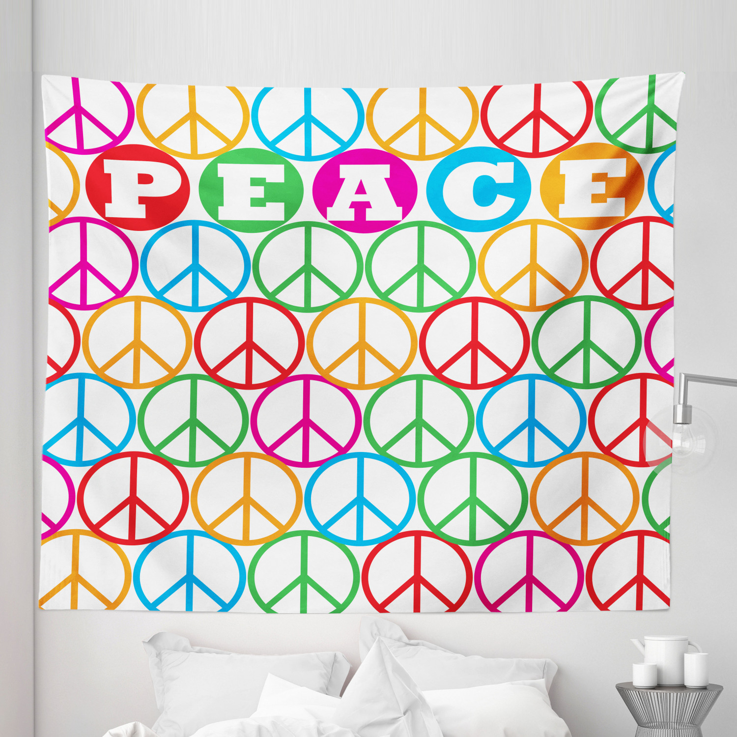 Colorful Tapestry, Colorful Internationally Recognized Peace Sign ...