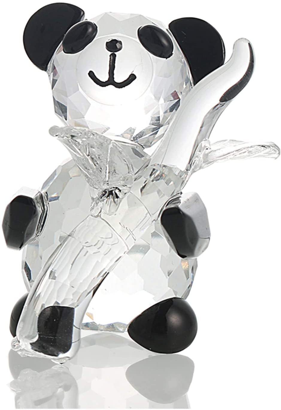 H&D Cute Crystal Glass Panda Figurine with Bamboo for Home Office Decor ...