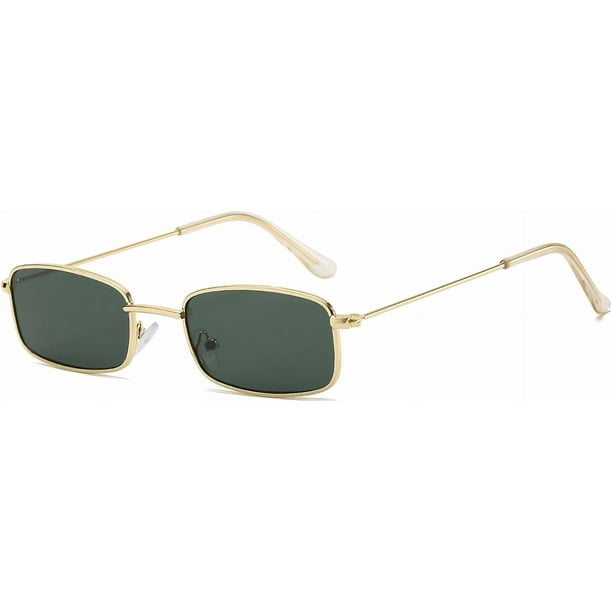HSHDLDF Vintage Rectangle Sunglasses for Women Small Narrow Metal Frame ...