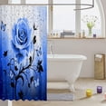 Blue Rose Fabric Shower Curtain Blue Flower Shower Curtain for for ...