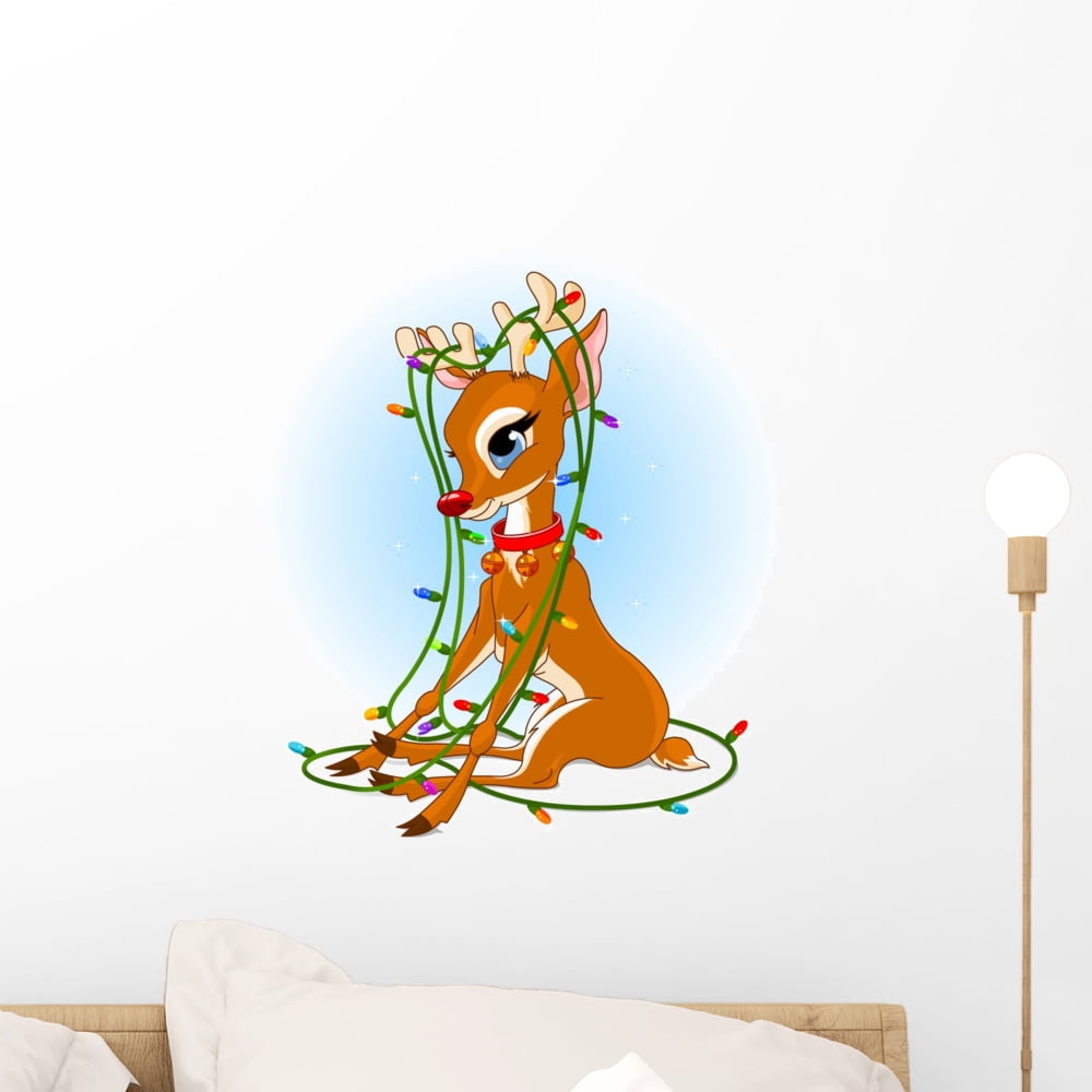Rudolph Christmas Lights Wall Mural by Wallmonkeys Peel and Stick ...