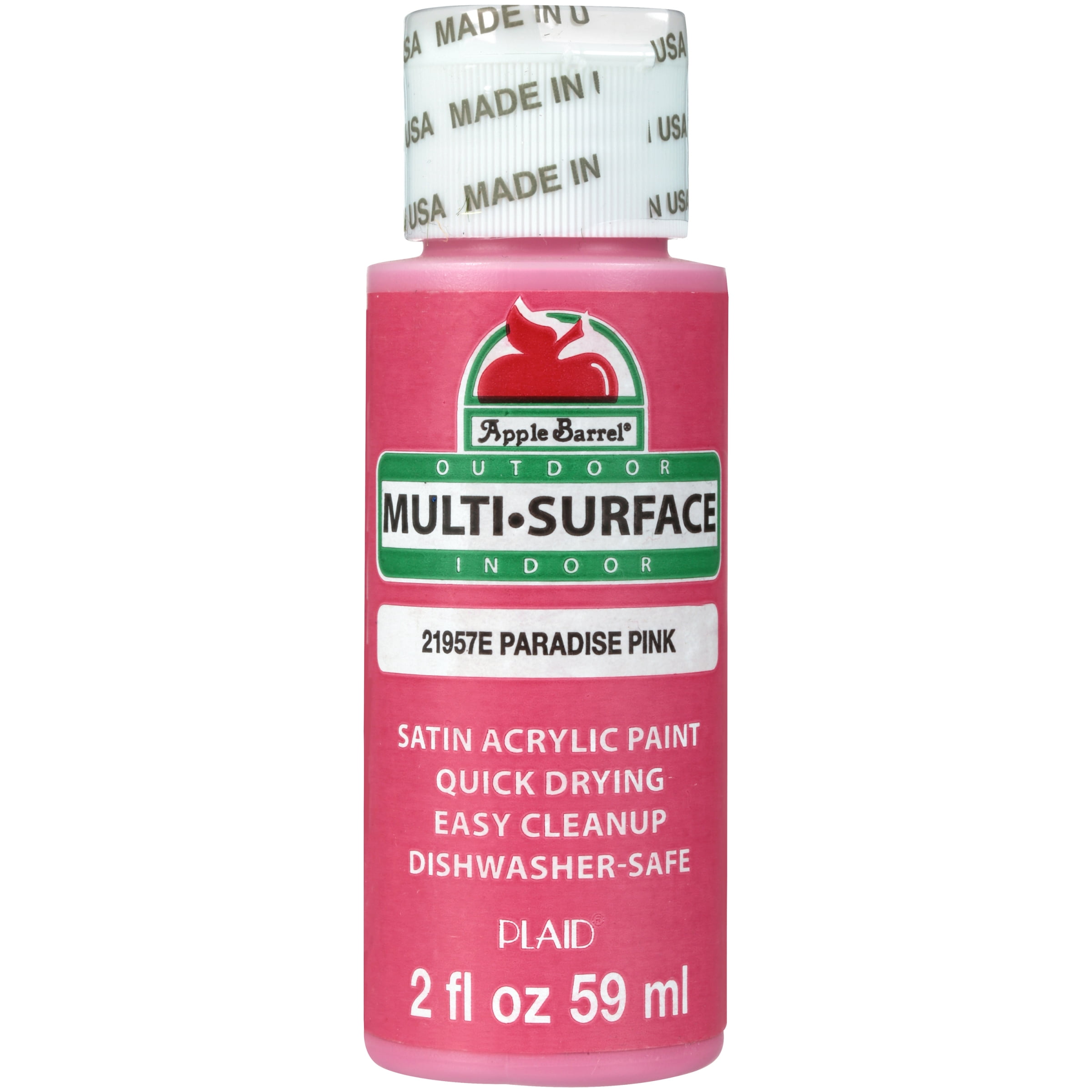 Apple Barrel Multi Surface Acrylic Paint, 2 oz, Paradise Pink 2 Fl Oz ...