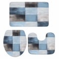 Abstract Color Stitching Bathroom Rugs Set Blue Black Graffiti Non Slip ...