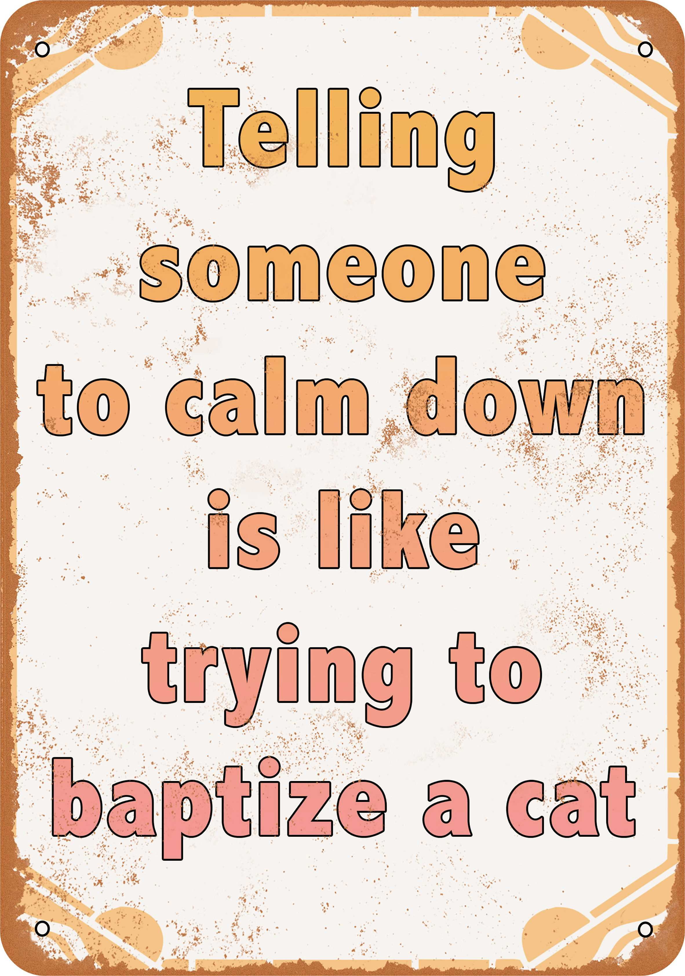 10 x 14 METAL SIGN - Telling Someone to Calm Down is Like Trying to ...