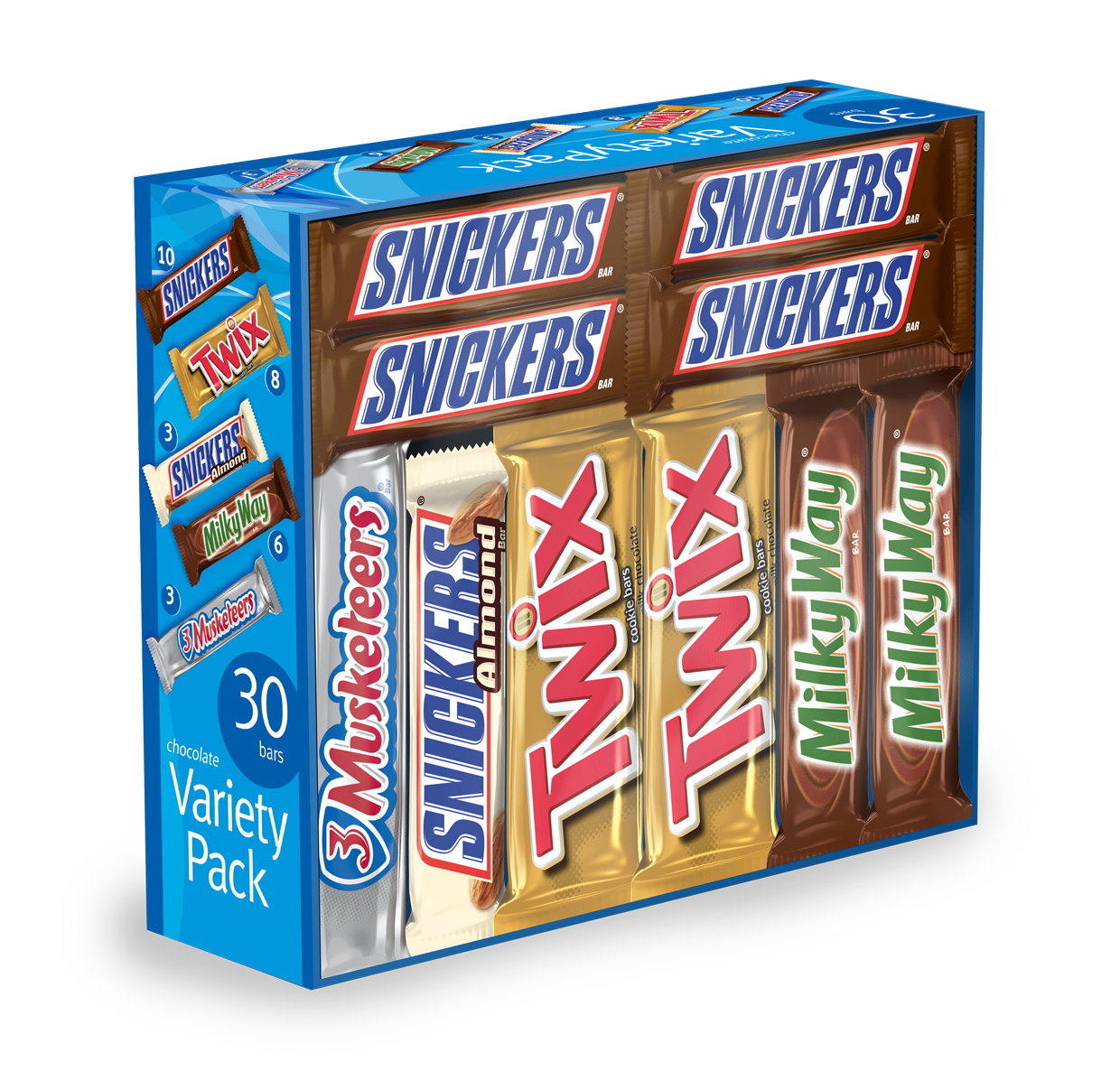 MARS Chocolate Full Size Candy Bars Assorted Variety Box TWIX MILKY 